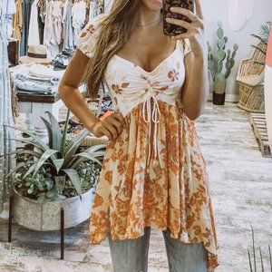 Free People | Tops | Nwt Free People Tea Combo La Bamba Babydoll Top Xs ...